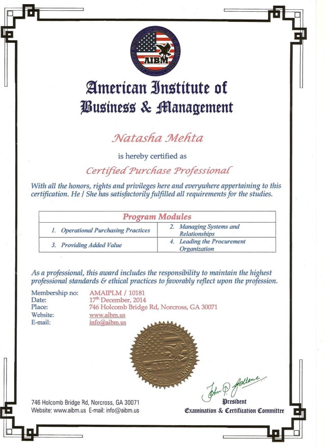 CPP Certificate | PDF