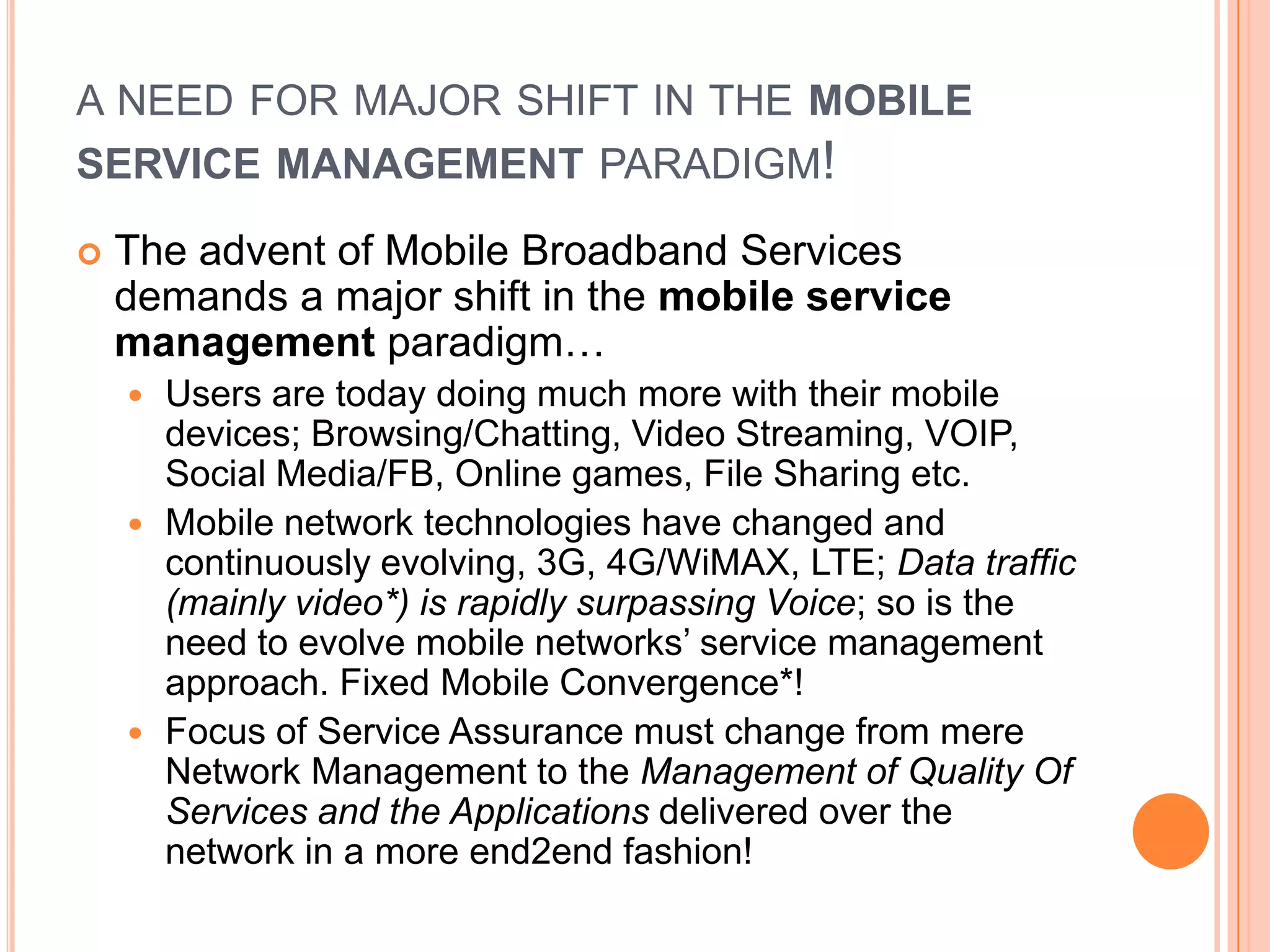 E2E Service Quality Management for Mobile Broadband | PPTX
