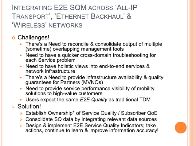 E2E Service Quality Management for Mobile Broadband | PPTX