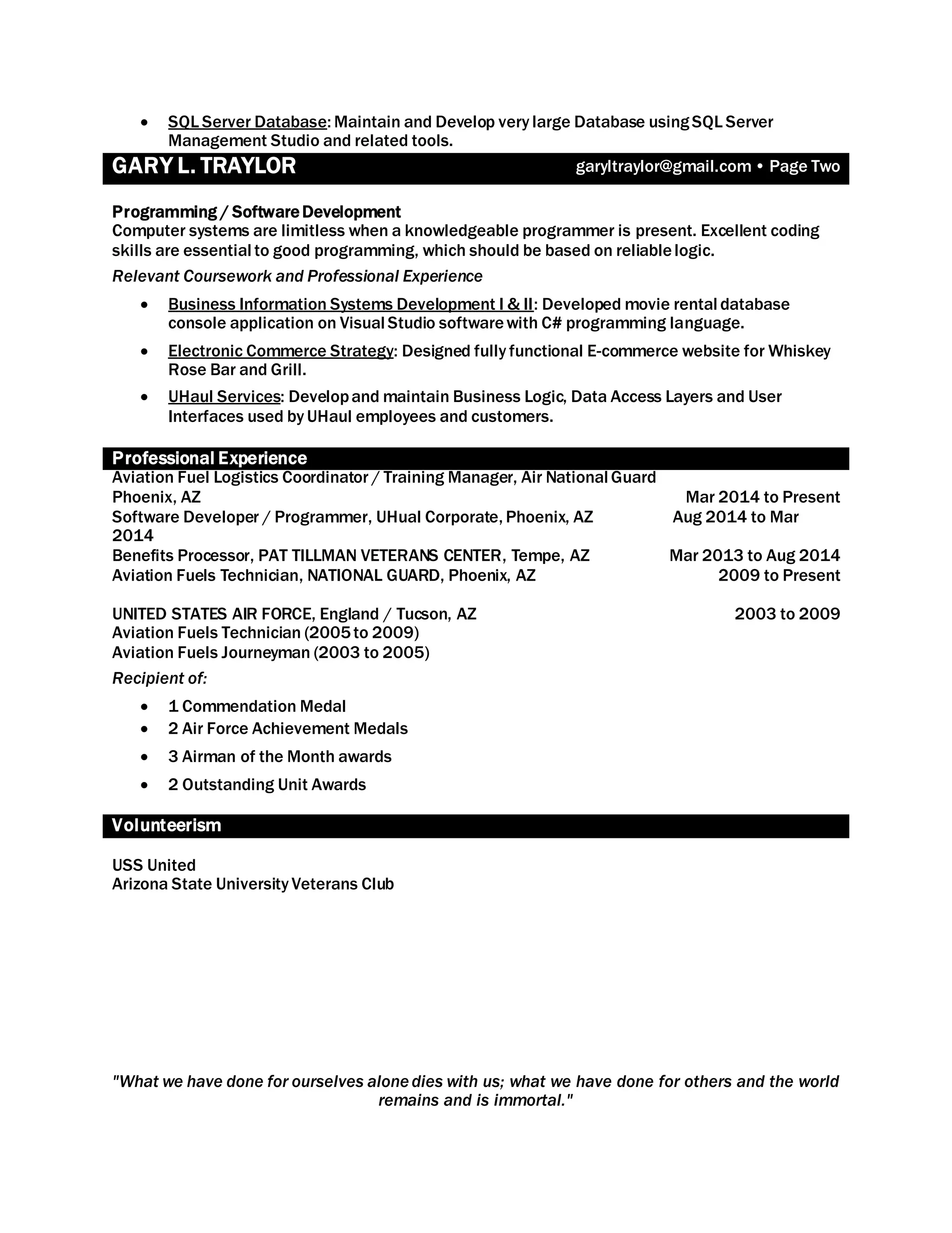 Gary Traylor IT Resume | DOCX