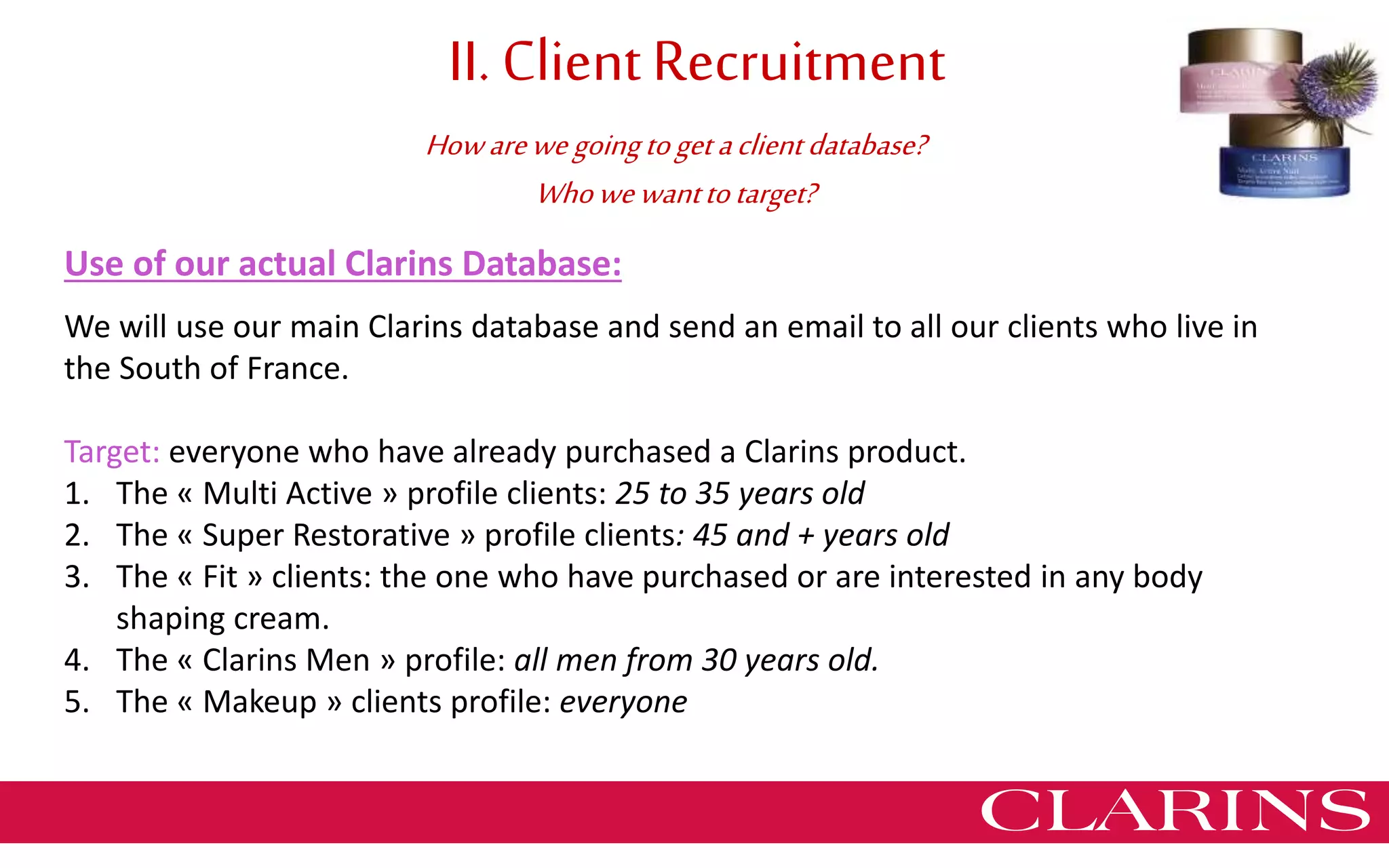 Clarins CRM Strategy Project | PPTX
