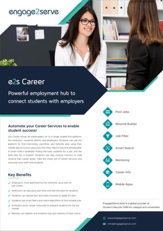 e2s Career Powerful employment hub to connect student with employer | PDF