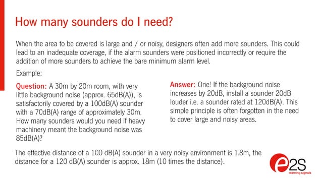 E2S warning signals - guide to specifying audible signals | PDF