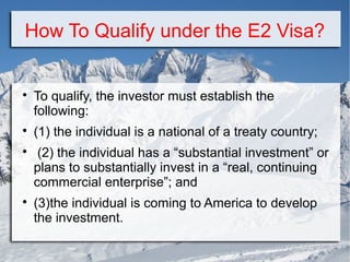 E2 visas - The Treaty Investor Visa | PPT