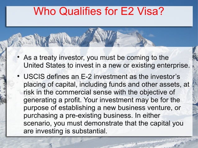 E2 visas - The Treaty Investor Visa | PPT