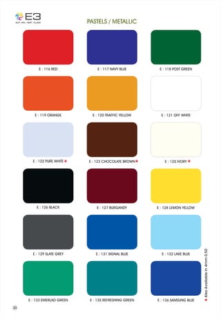 E3 ACP Shade Catalogues - Comprehensive Range of Colors and Finishes | PDF