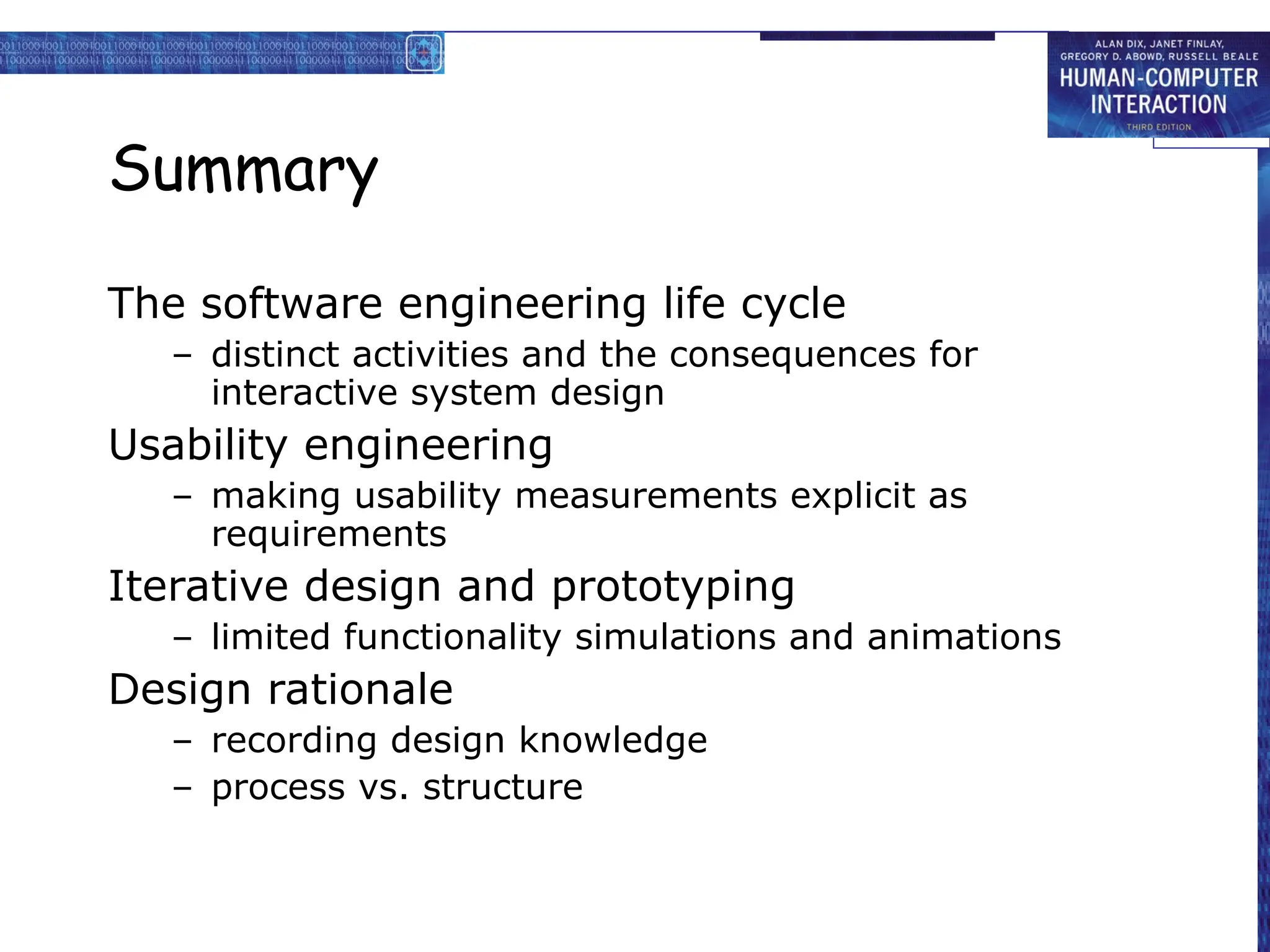 HCI chapter 3 notes on how students work with software process in ...