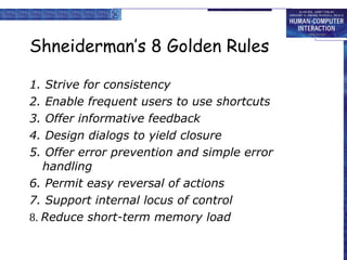 HCI 3e - Ch 7: Design rules | PPT