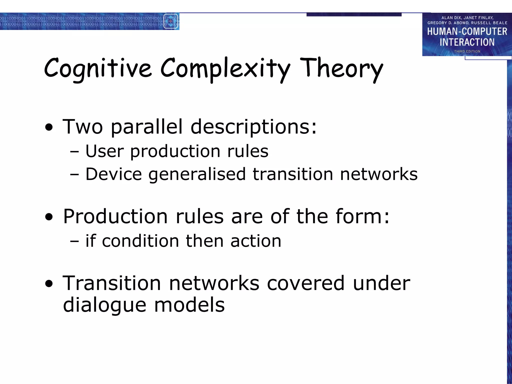 HCI 3e - Ch 12: Cognitive models | PPT