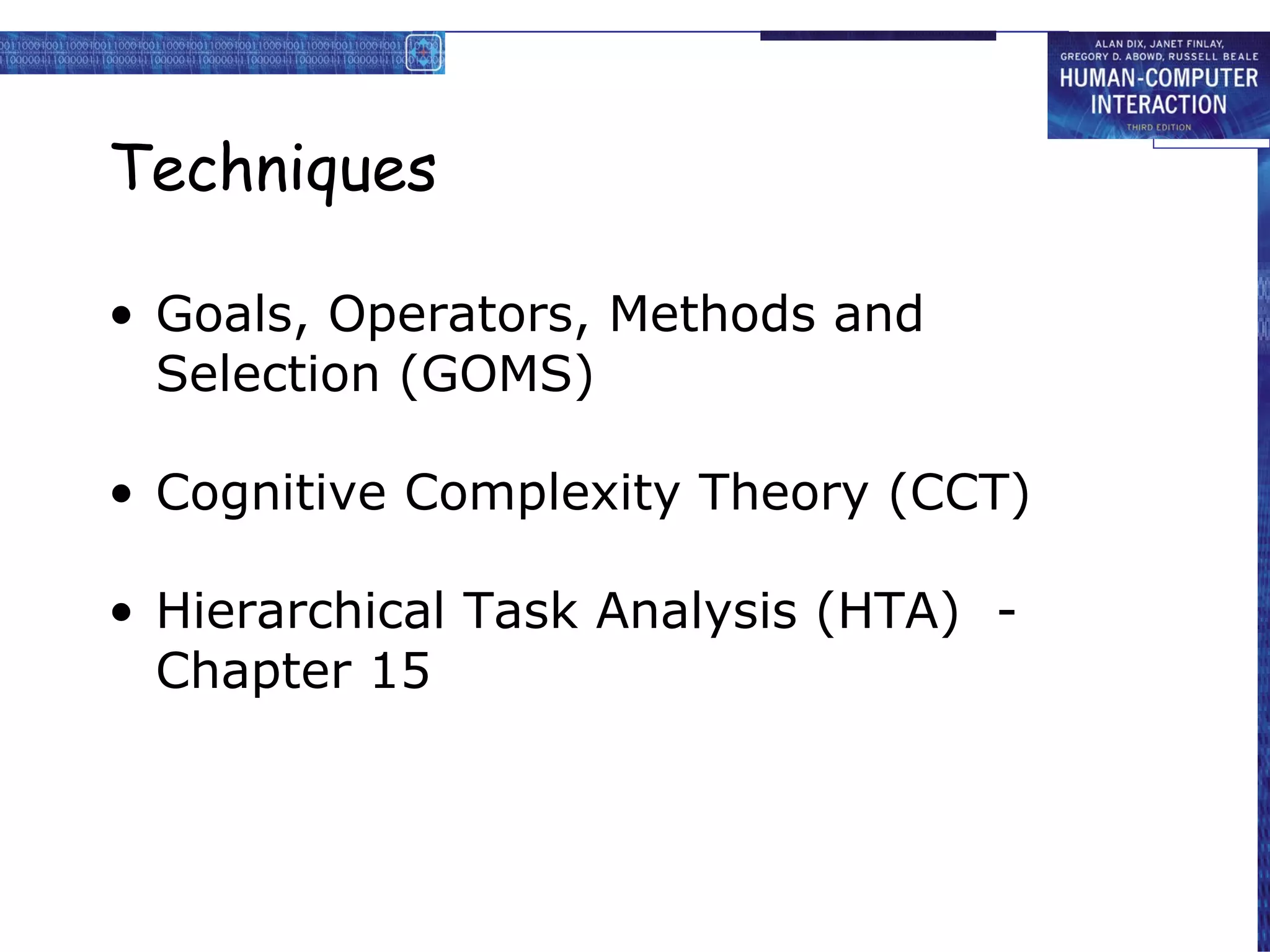 HCI 3e - Ch 12: Cognitive models | PPT