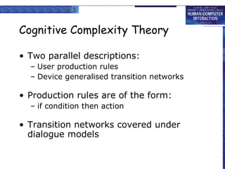 HCI 3e - Ch 12: Cognitive models | PPT