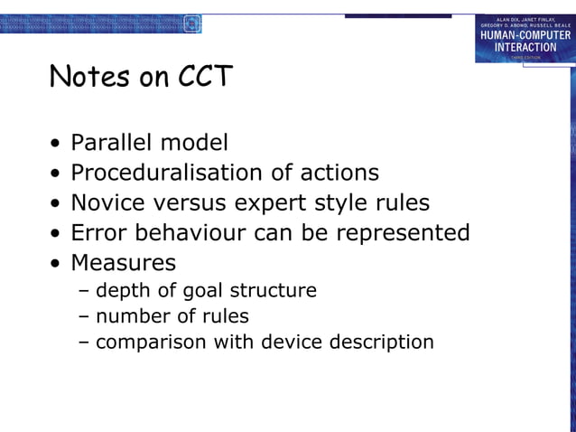 HCI 3e - Ch 12: Cognitive models | PPT
