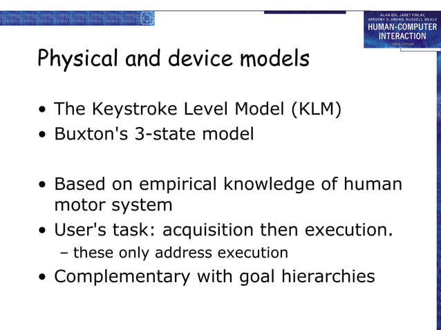 HCI 3e - Ch 12: Cognitive models | PPT