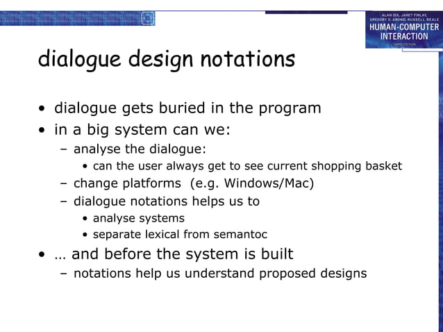 HCI 3e - Ch 16: Dialogue notations and design | PPT | Programming Languages | Computing