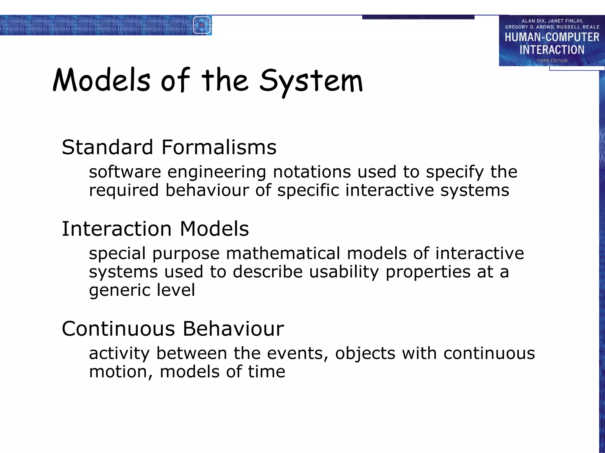 HCI 3e - Ch 17: Models of the system | PPT