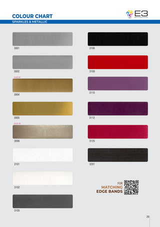 E3 Edge Band Tape Shade Catalogues - Wide Range of Colors and Designs | PDF