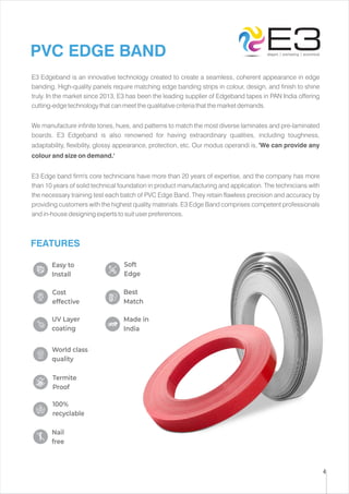 E3 Edge Band Tape Shade Catalogues - Wide Range of Colors and Designs | PDF