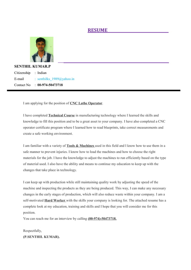 SENTHIL .resume | DOC | Resume Writing and Advice | Job Search