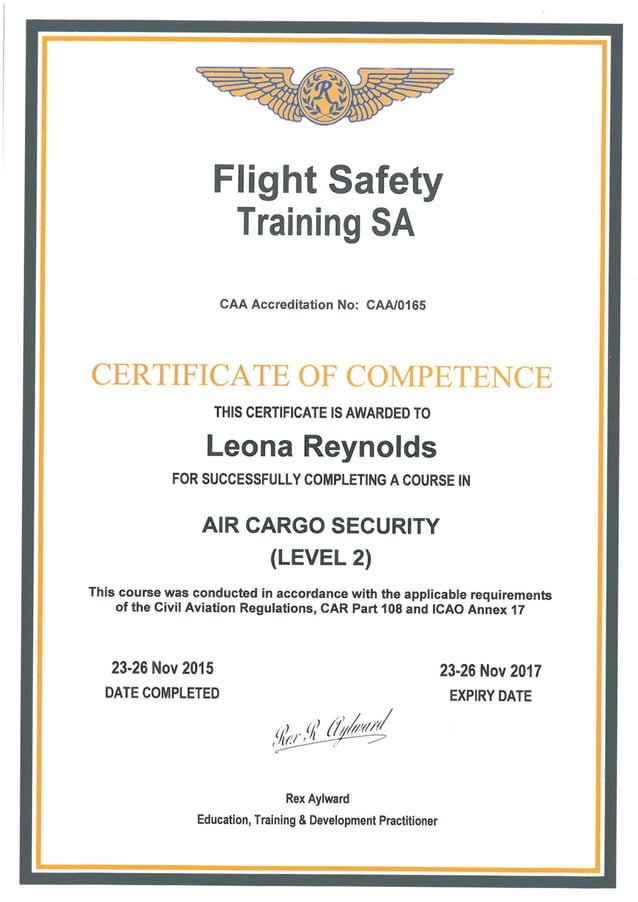 Air Cargo Security Level 2 Certificate | PDF