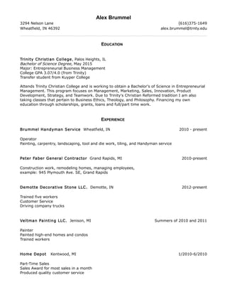Alex Brummel Resume | RTF