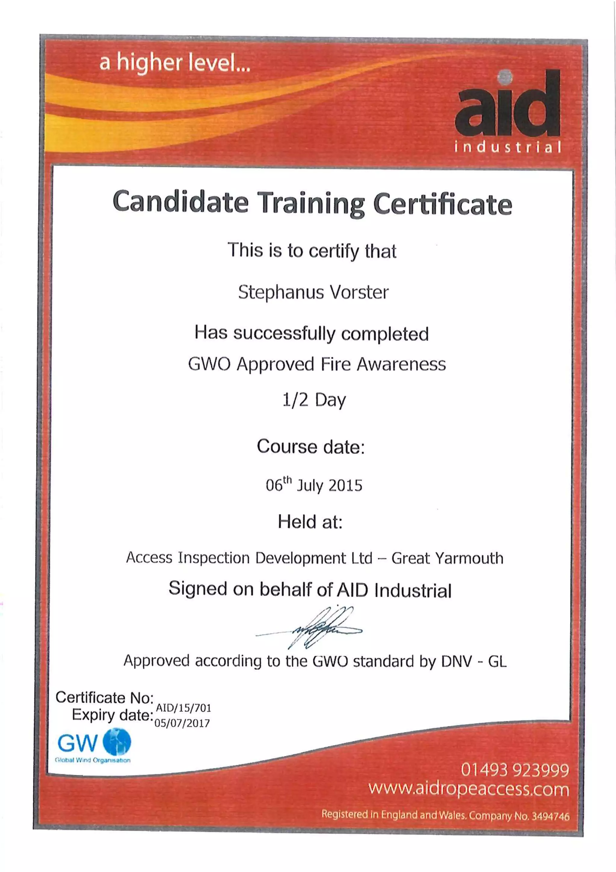 GWO Certificates | PDF