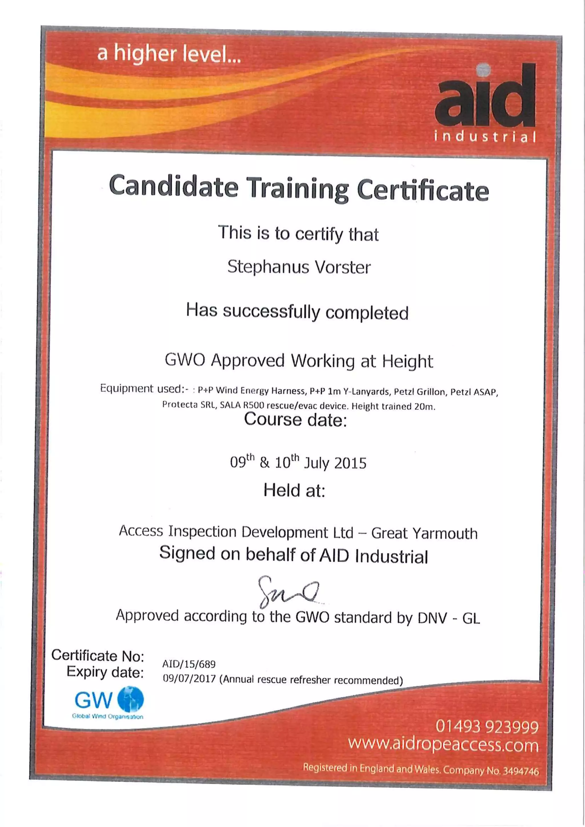 GWO Certificates | PDF