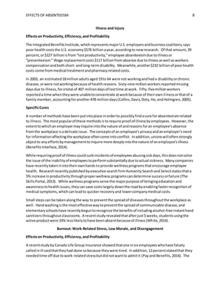 Effects of Absenteeism on Company Productivity%2c Efficiency%2c and ...