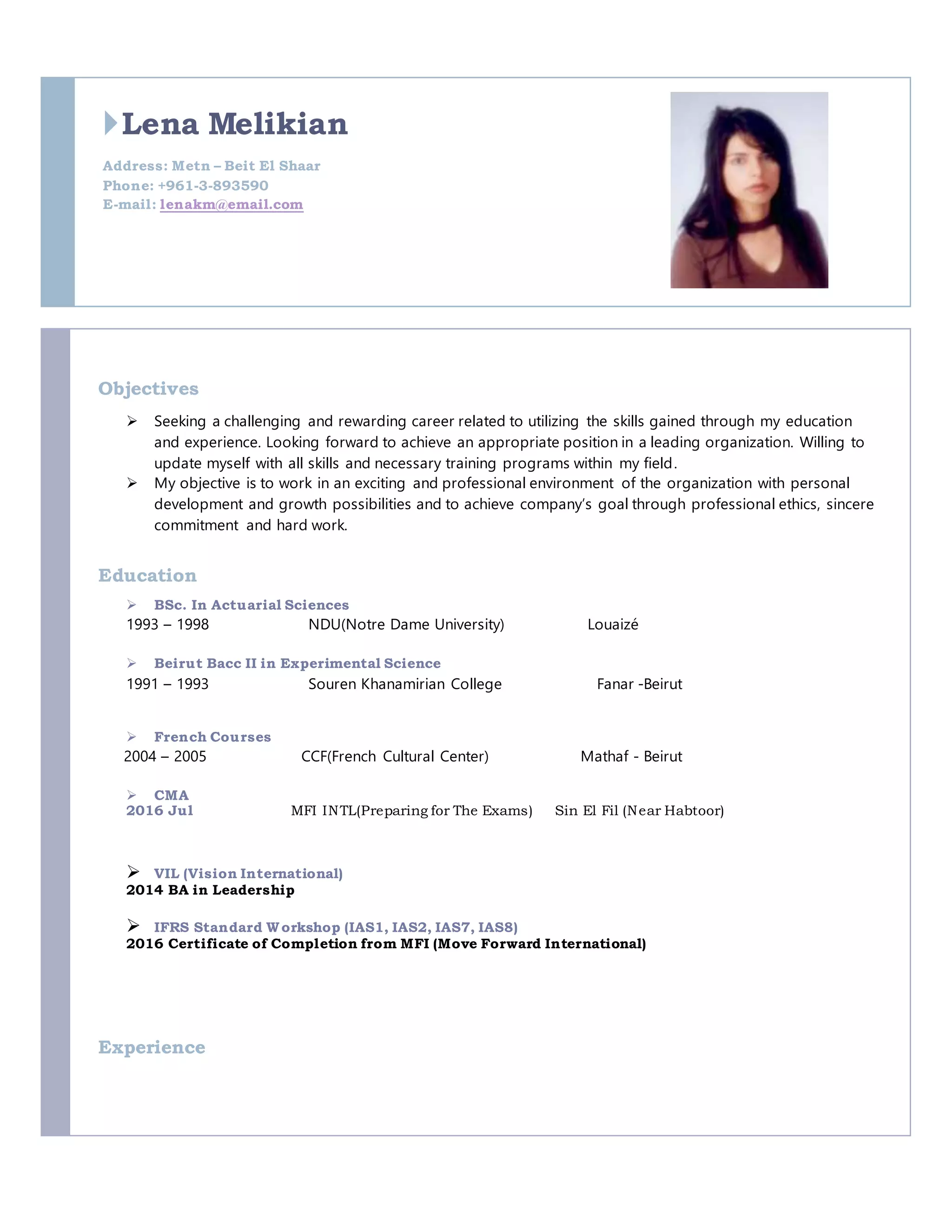 Lena Melikian CV 2016 | DOCX