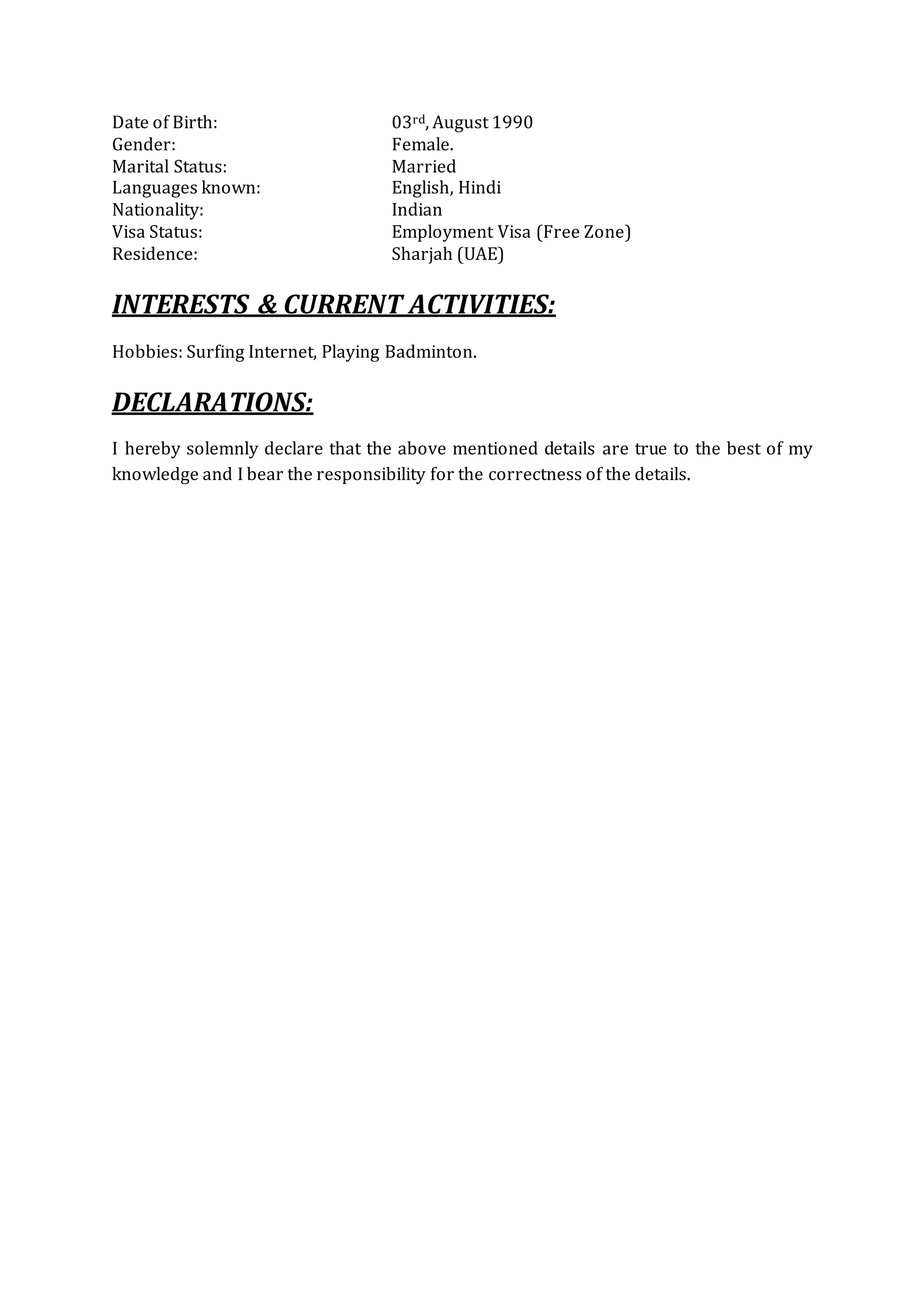 Bhavika's CV. | DOCX