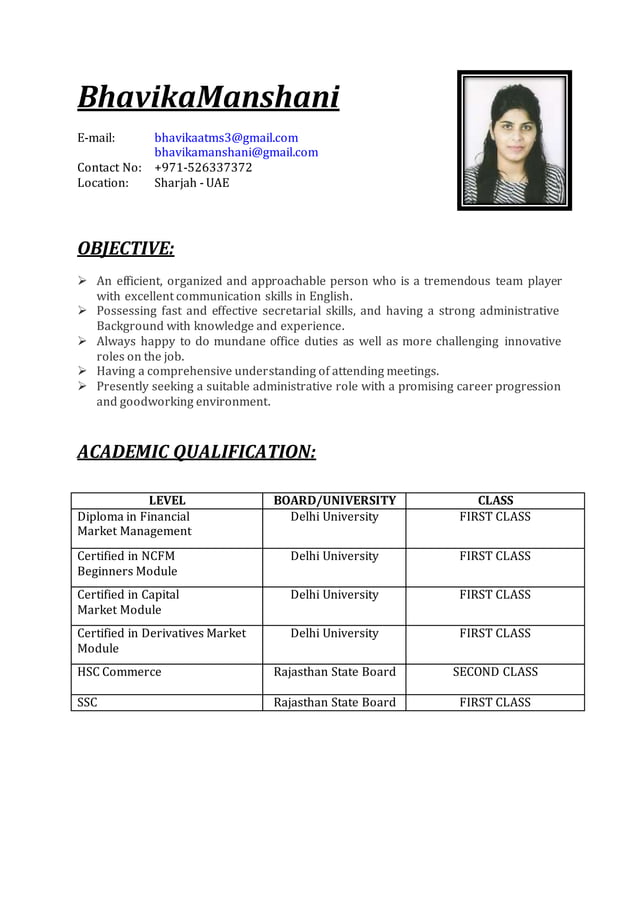 Bhavika's CV. | PDF