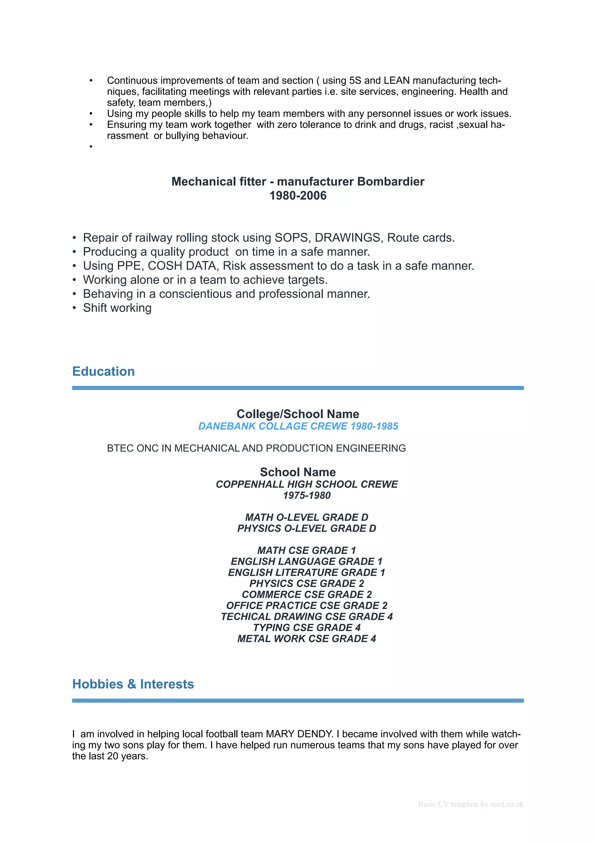 David Vickers Cv 2015 Aug | PDF