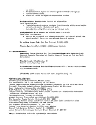 Courtney Rubio Resume_2016 | DOCX | Daycare and Pre-School | Parenting