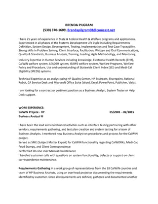Brenda Pilgram Resume | DOC