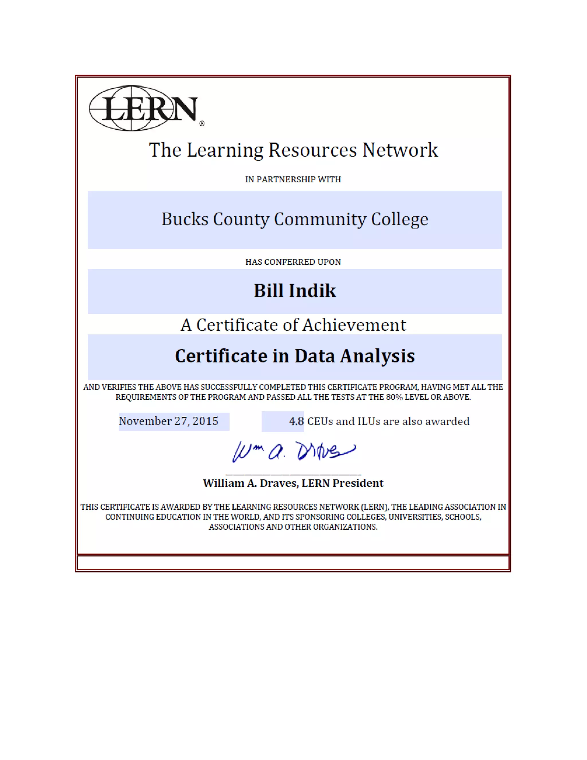 Certificate in Data Analysis | PDF