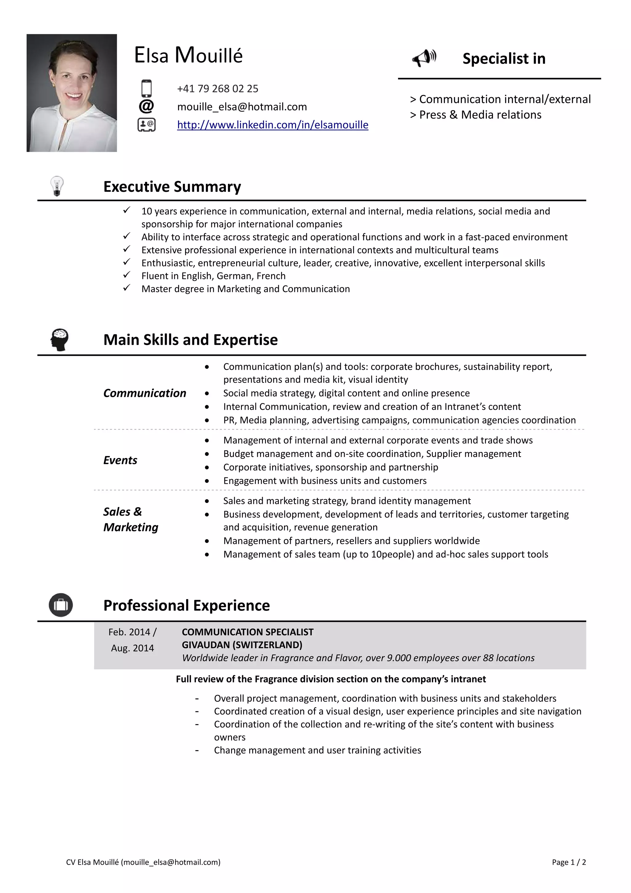 Mouille_Elsa_CV_EN_2015 | PDF