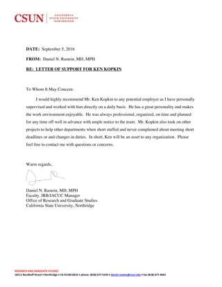 Reference Letter - Daniel Rastein | PDF