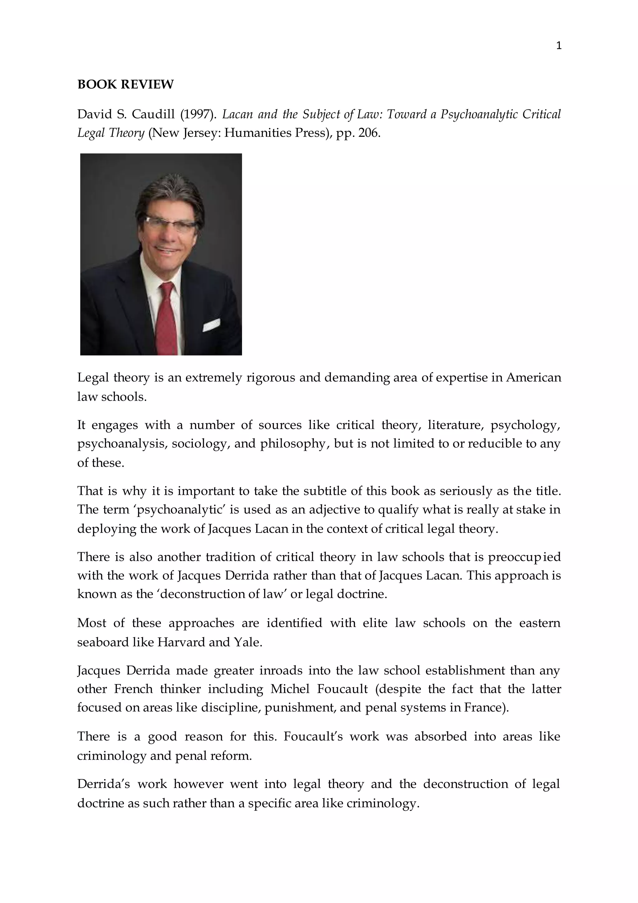 David Caudill on the Psychoanalysis of Law | PDF