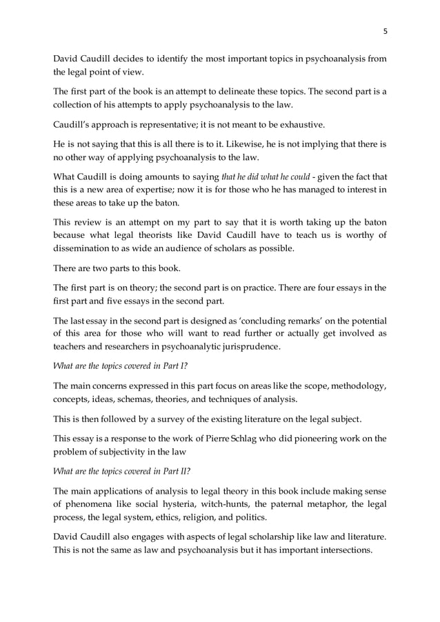 David Caudill on the Psychoanalysis of Law | PDF