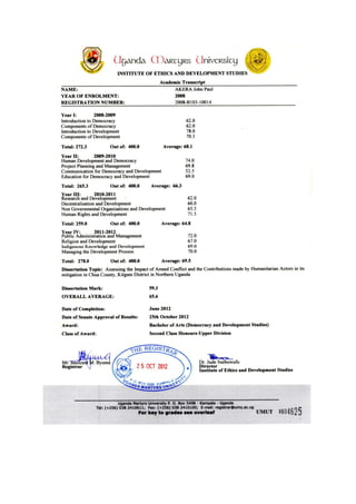 Transcript for BA Democracy and Development Studies | PDF