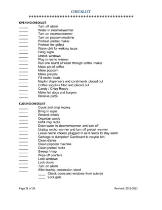 Concession Stand Manual (Original) | DOCX