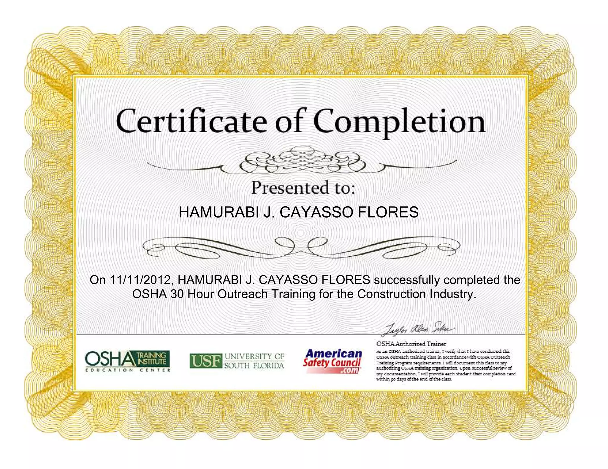 Certificate_OSHA | PDF