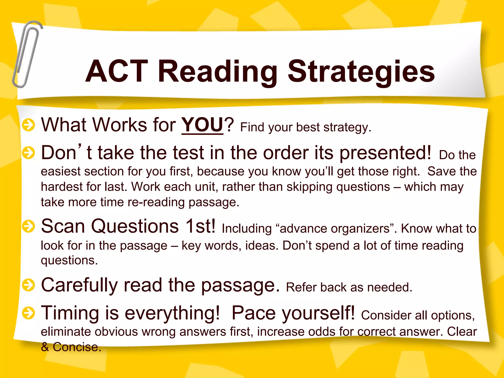 ACT-Prep-Session-Reading | PDF | Standardized Testing | Educational ...