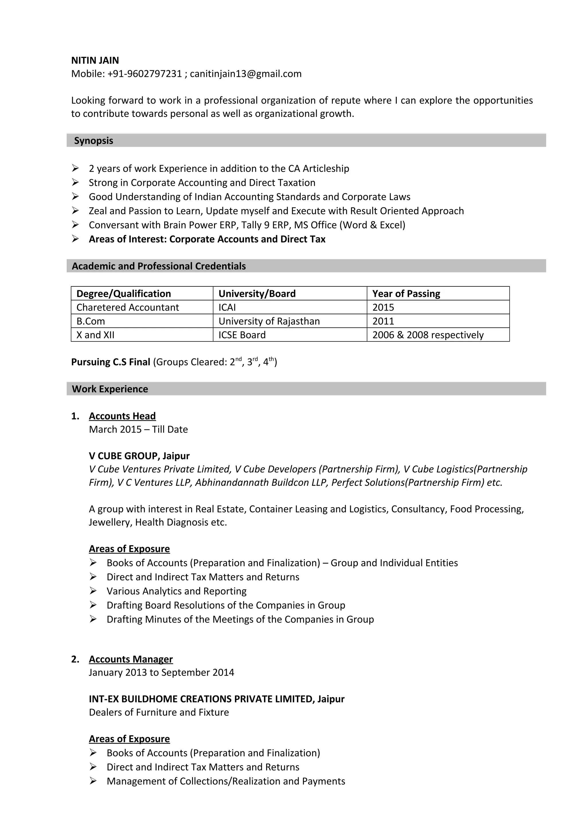 Nitin Jain Resume (1) | DOC