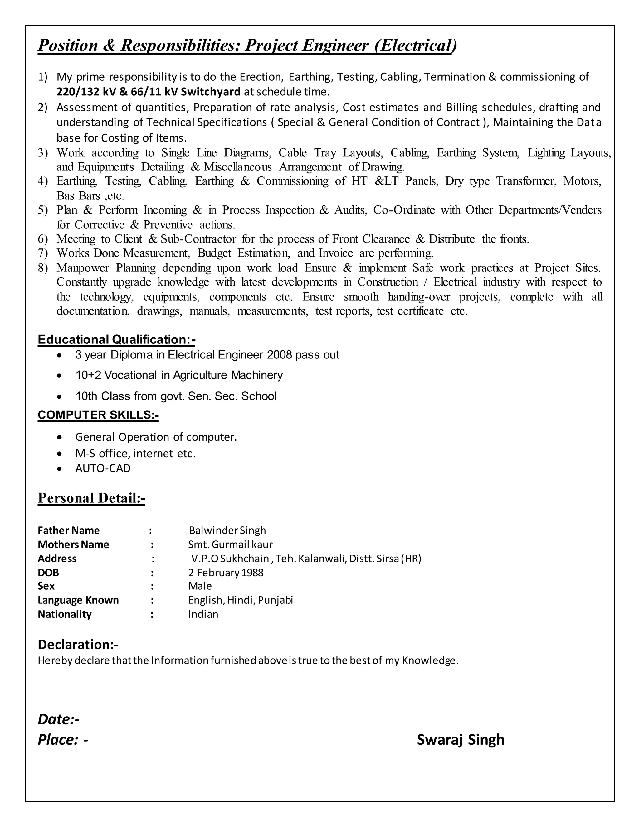 CV Solar | DOCX