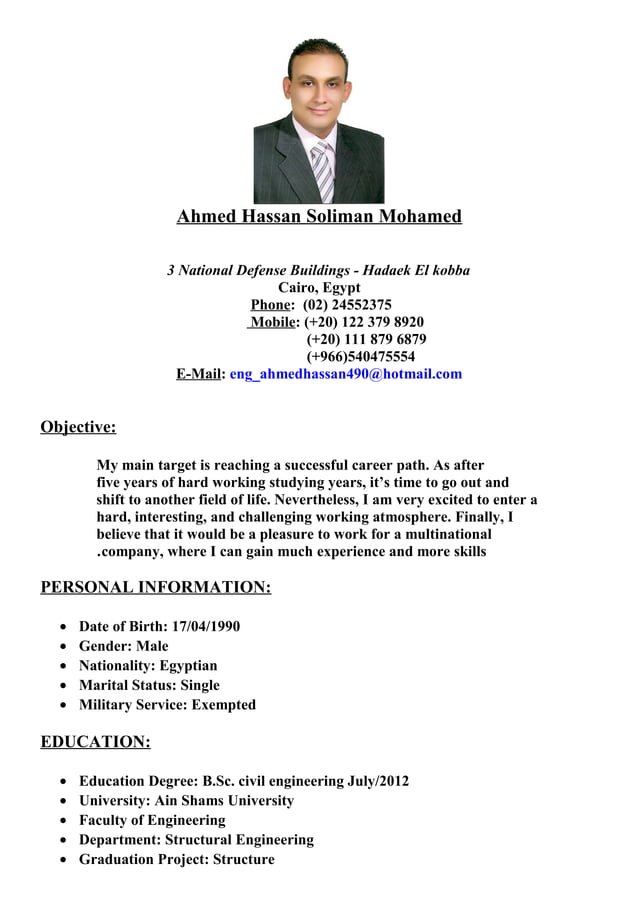 Ahmed Hassan CV | DOC
