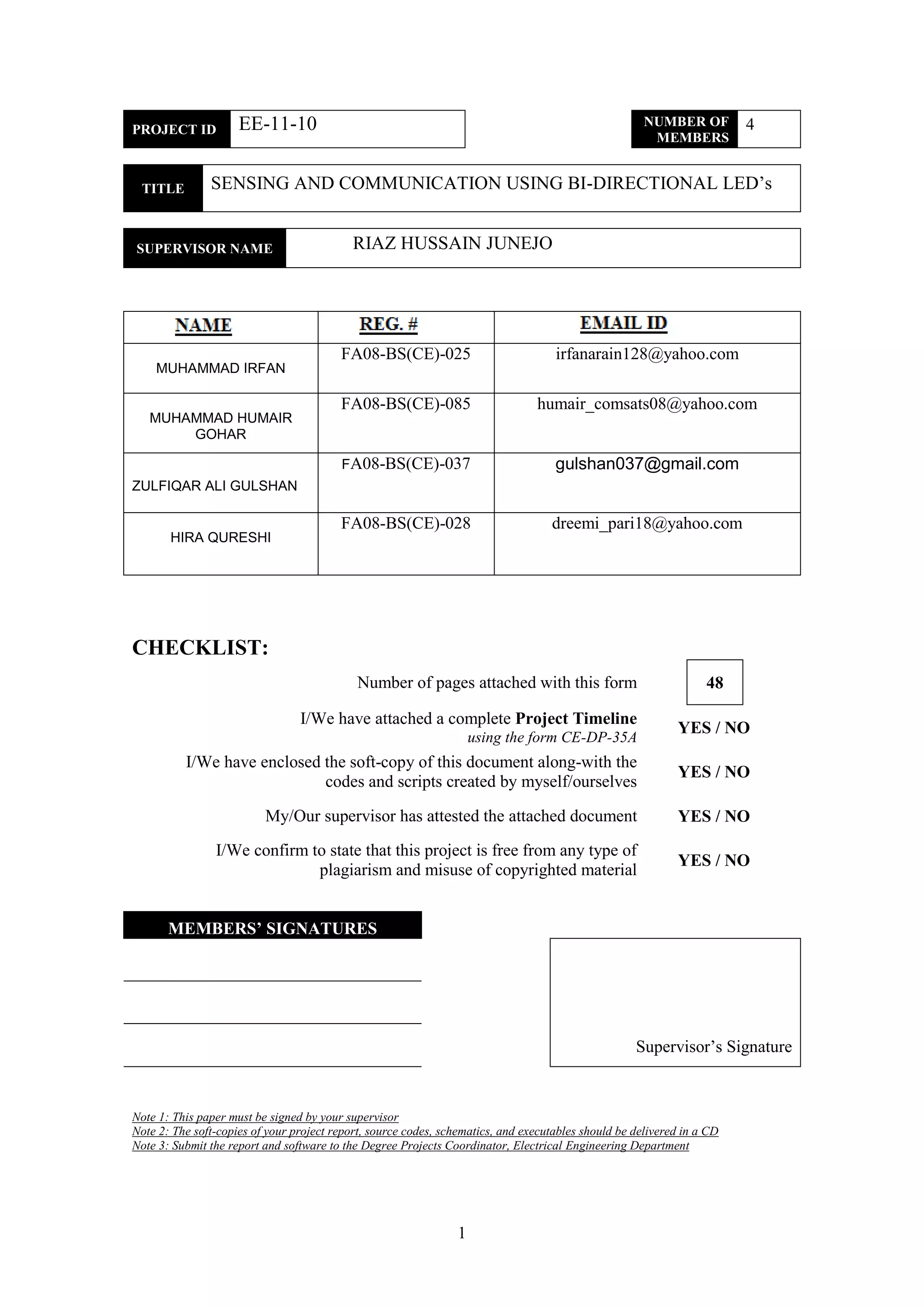 Sensing and Communication using bi-directional LEDs | PDF