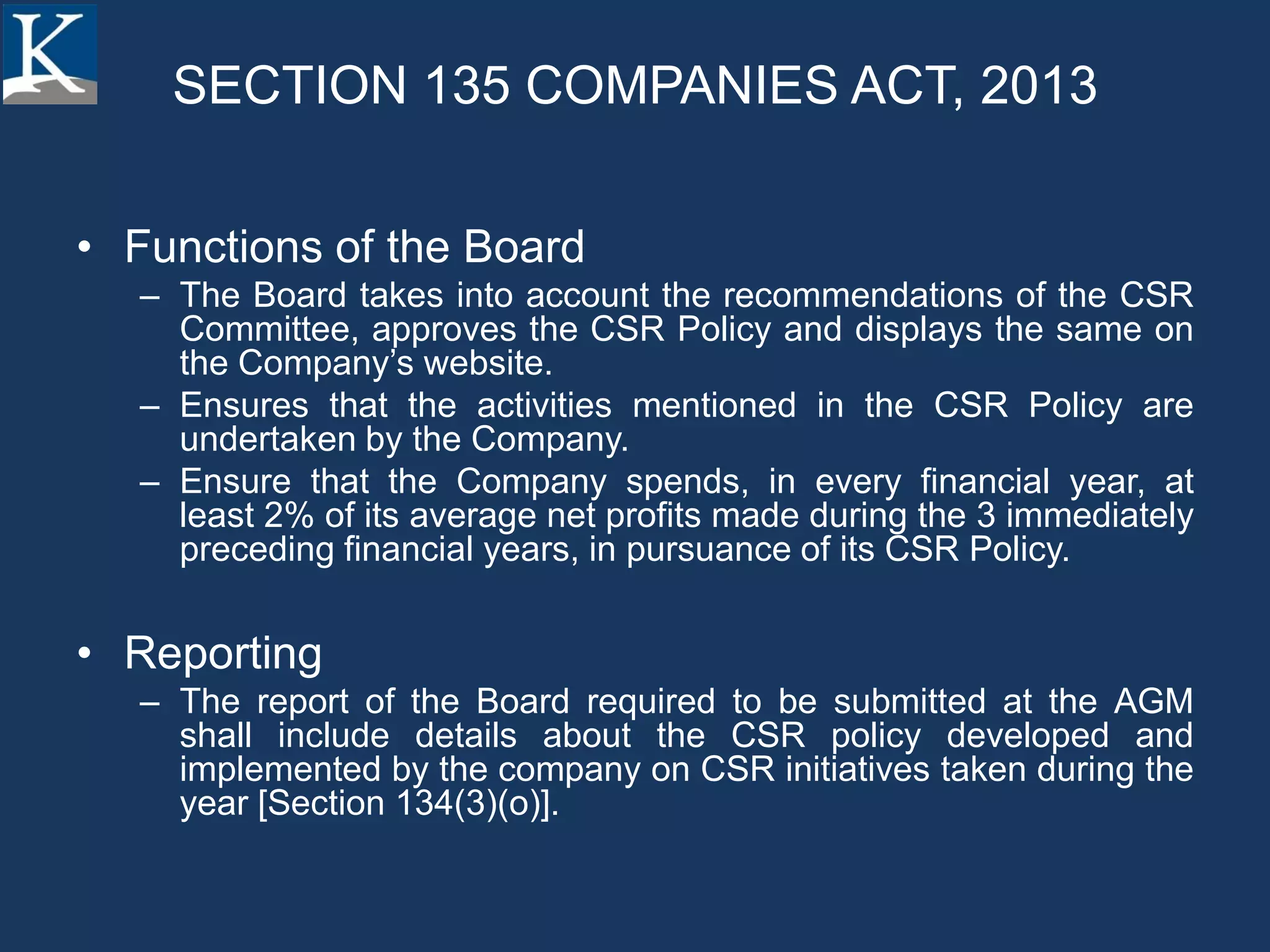 Corporate Social Responsibility - Interpretation of Section 135 | PDF