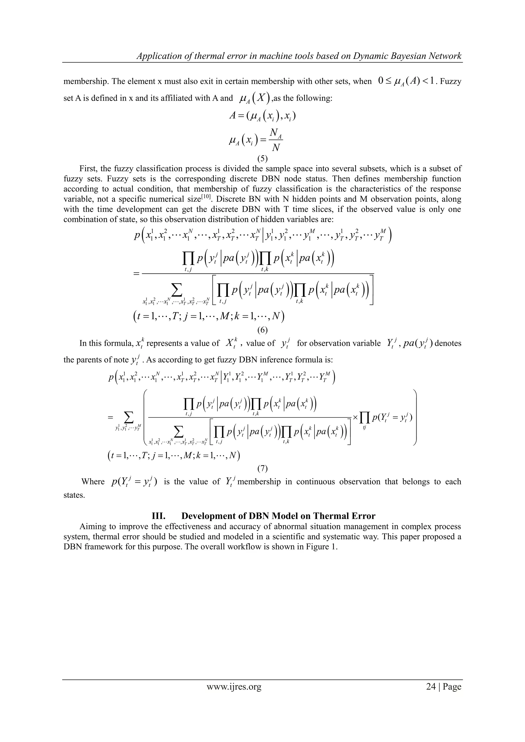 Application of thermal error in machine tools based on Dynamic Bayesian Network | PDF