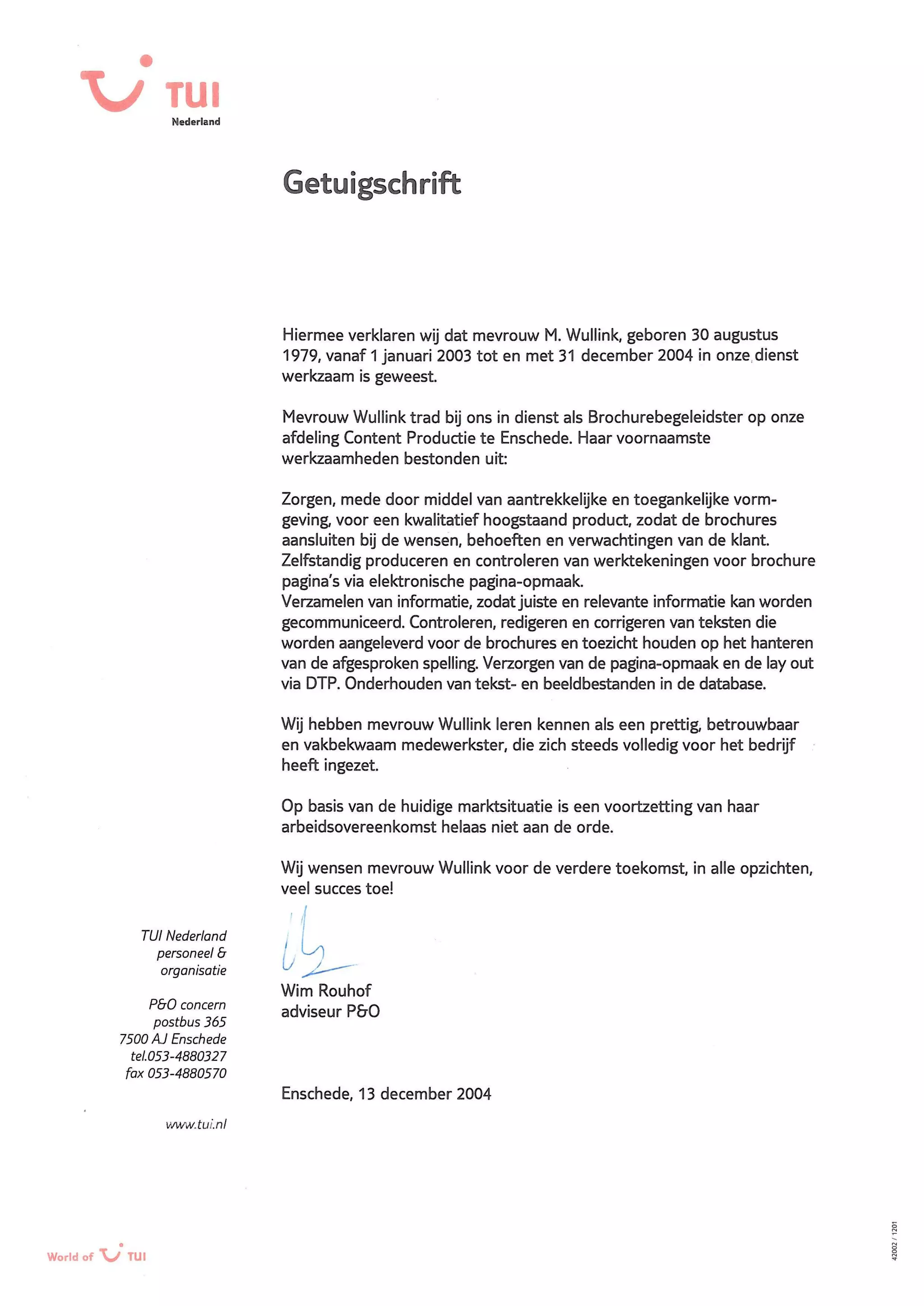 TUI getuigschrift | PDF
