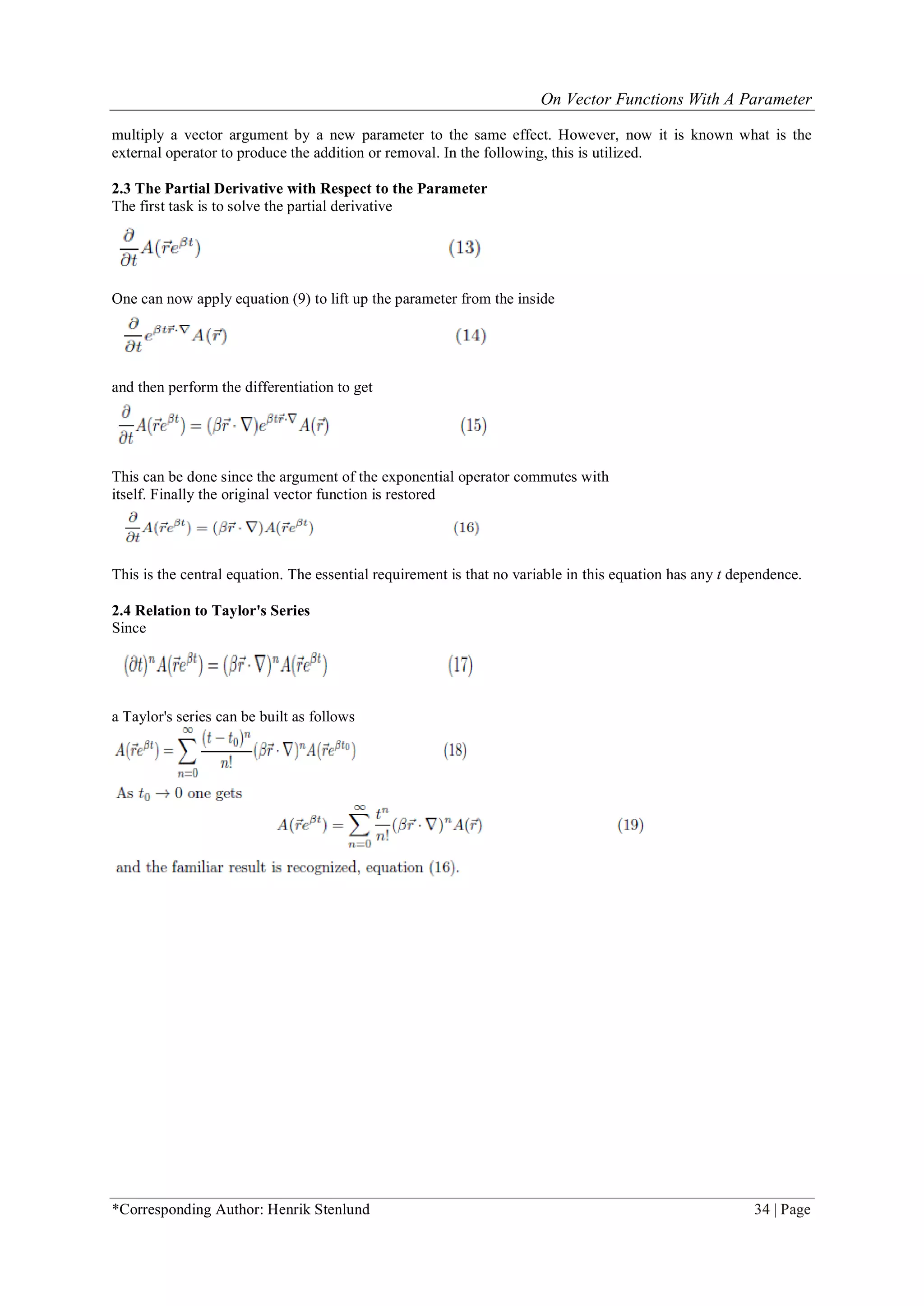 On Vector Functions With A Parameter | PDF